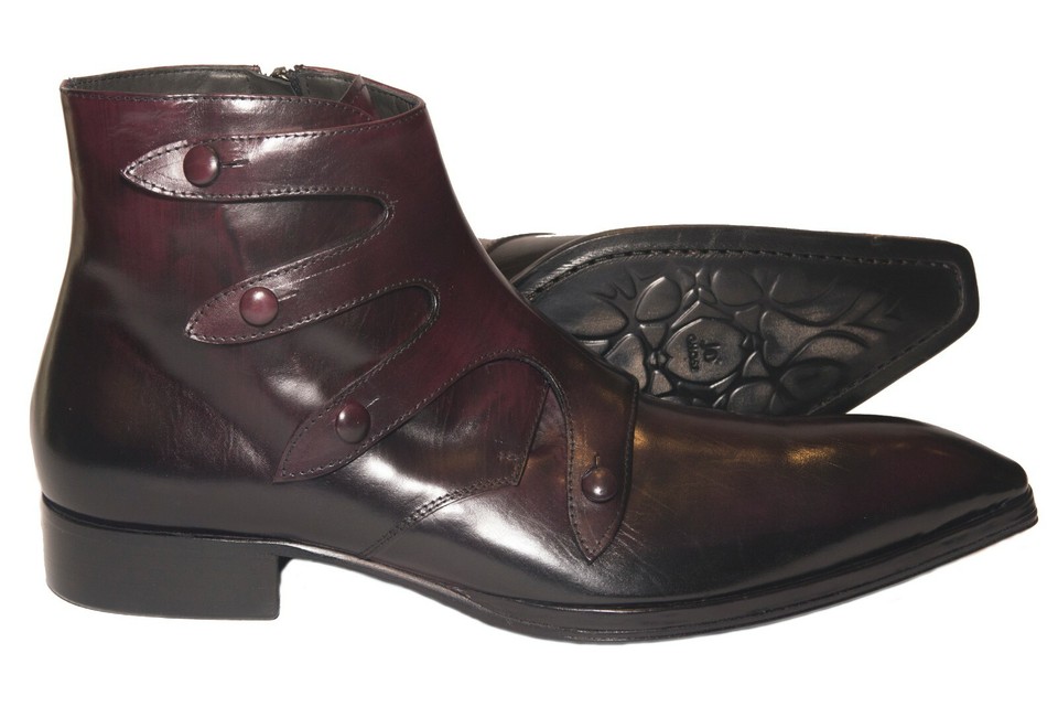 Jo Ghost 1835 Italian men bordo leather ankle boots with buttons | eBay