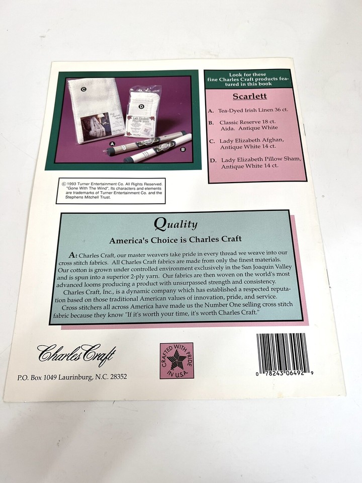 VINTAGE 1993 Charles Craft Designs Cross Stitch Pattern SCARLETT O'HARA ...