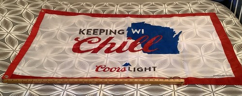 COORS LIGHT Beer Flag / Banner 30” X 48” State Of Wisconsin Badgers See ...