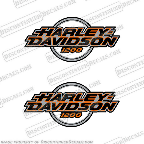 Fits Harley Davidson Sportster 1200 Decal Kit - 1995 - Orange - Silver ...