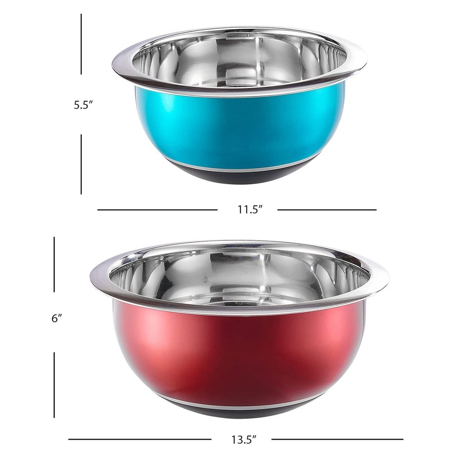 4 Pc Colorful Mixing Bowl Set Stainless Steel with Non-Slip Base ...