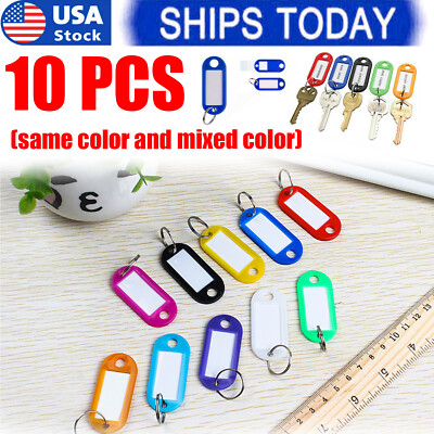 10 Pcs Plastic Tags Key Split Ring Id Label Name Luggage Car Tags ...