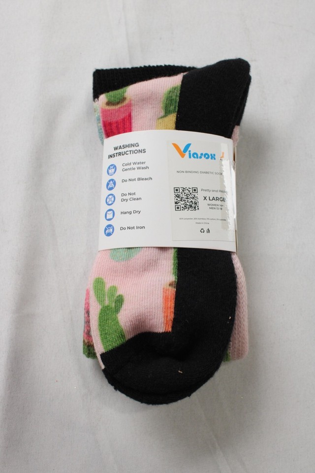Viasox Unisex Diabetic Non-Binding Socks Assorted Colors/Sizes/Styles ...