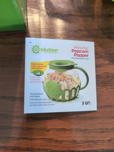 Ecolution 3-in-1 Microwave Micro-Pop Popcorn Popper Borosilicate Glass ...