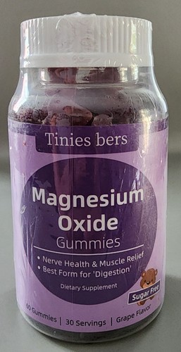 Magnesium Oxide Gummies 500mg, Sugar Free 60 Count Exp 12/26 Grape ...