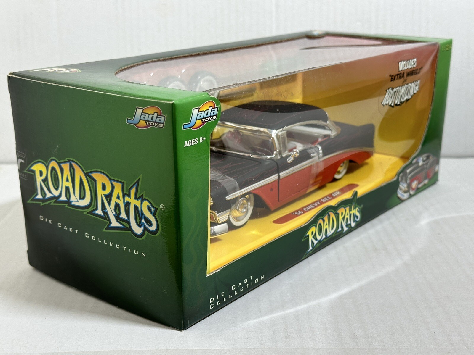 JADA ROAD RATS 1956 CHEVY BEL AIR MATTE BLACK / RED 1:24 DIECAST MODEL ...