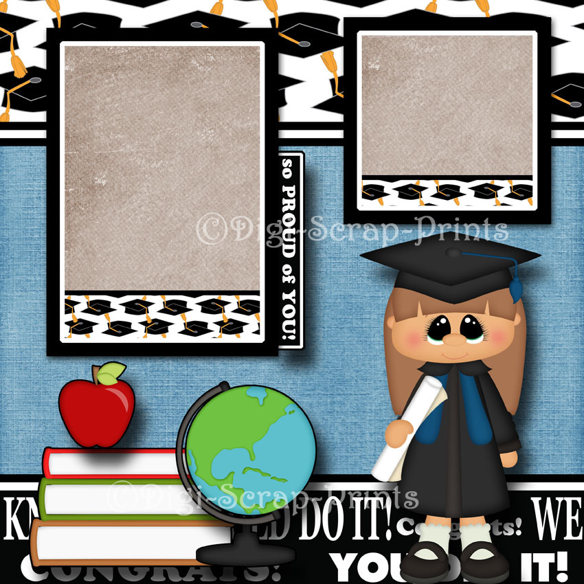 GRADUATION GIRL 2 premade scrapbook pages paper piecing layout school ...