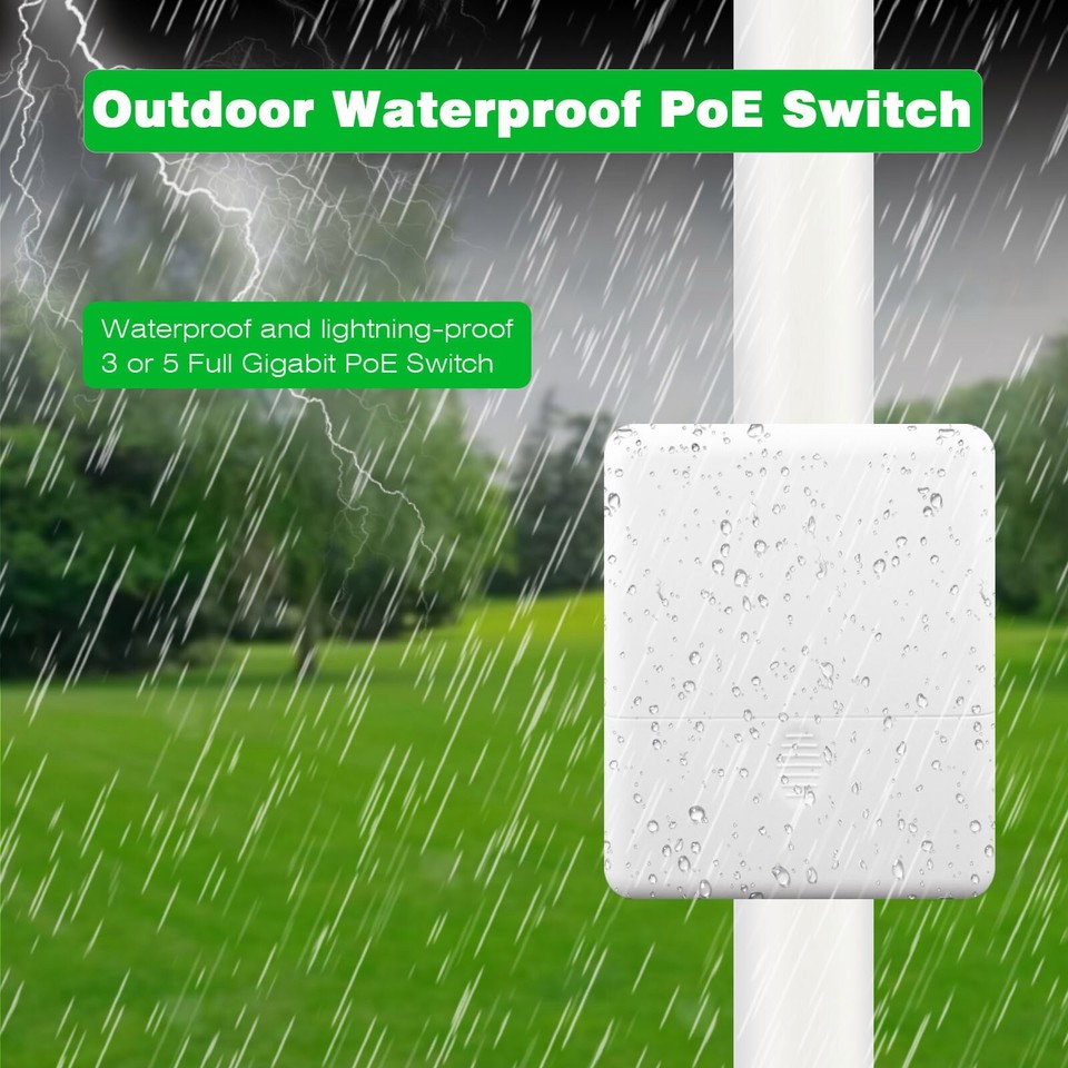 5 Port Gigabit PoE Passthrough Switch Outdoor Ethernet Extender Up to ...