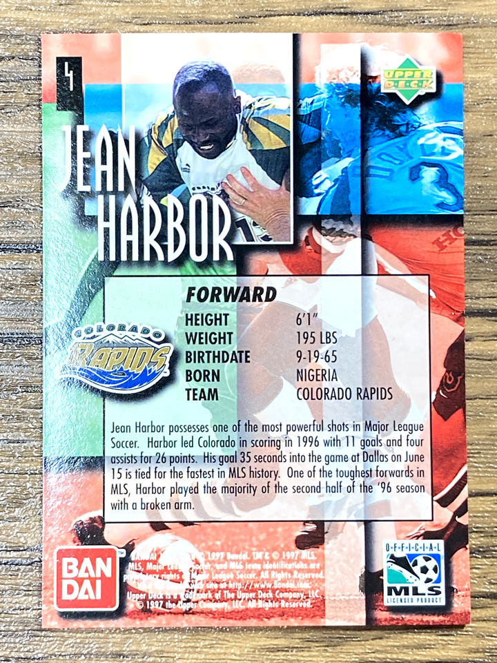 Upper Deck Bandai MLS Card 1997 #4 Jean Harbor Colorado Rapids | eBay ...