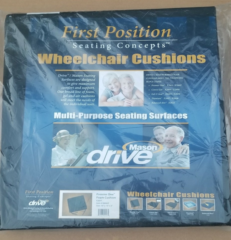 Drive Mason First Position Wheelchair Cushion 16"x16"x 3" Model E2601 ...