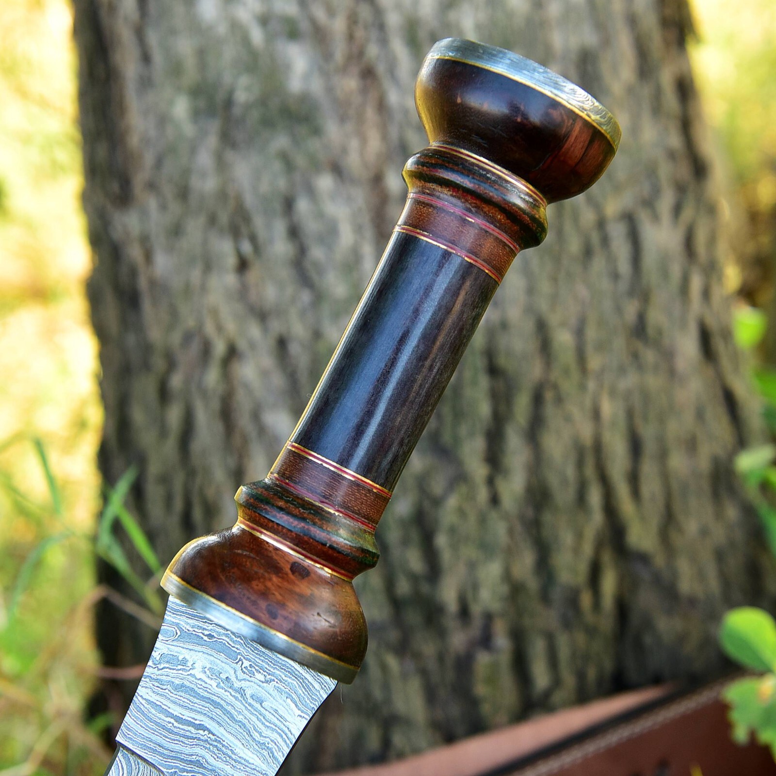 HANDMADE FORGED DAMASCUS STEEL GLADIUS SWORD DAGGER VIKING DOUBLE EDGE ...