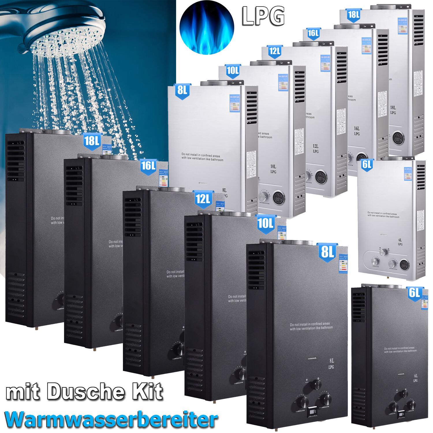 LPG Propan Warmwasserbereiter Durchlauferhitzer Tankless Instant Boiler ...