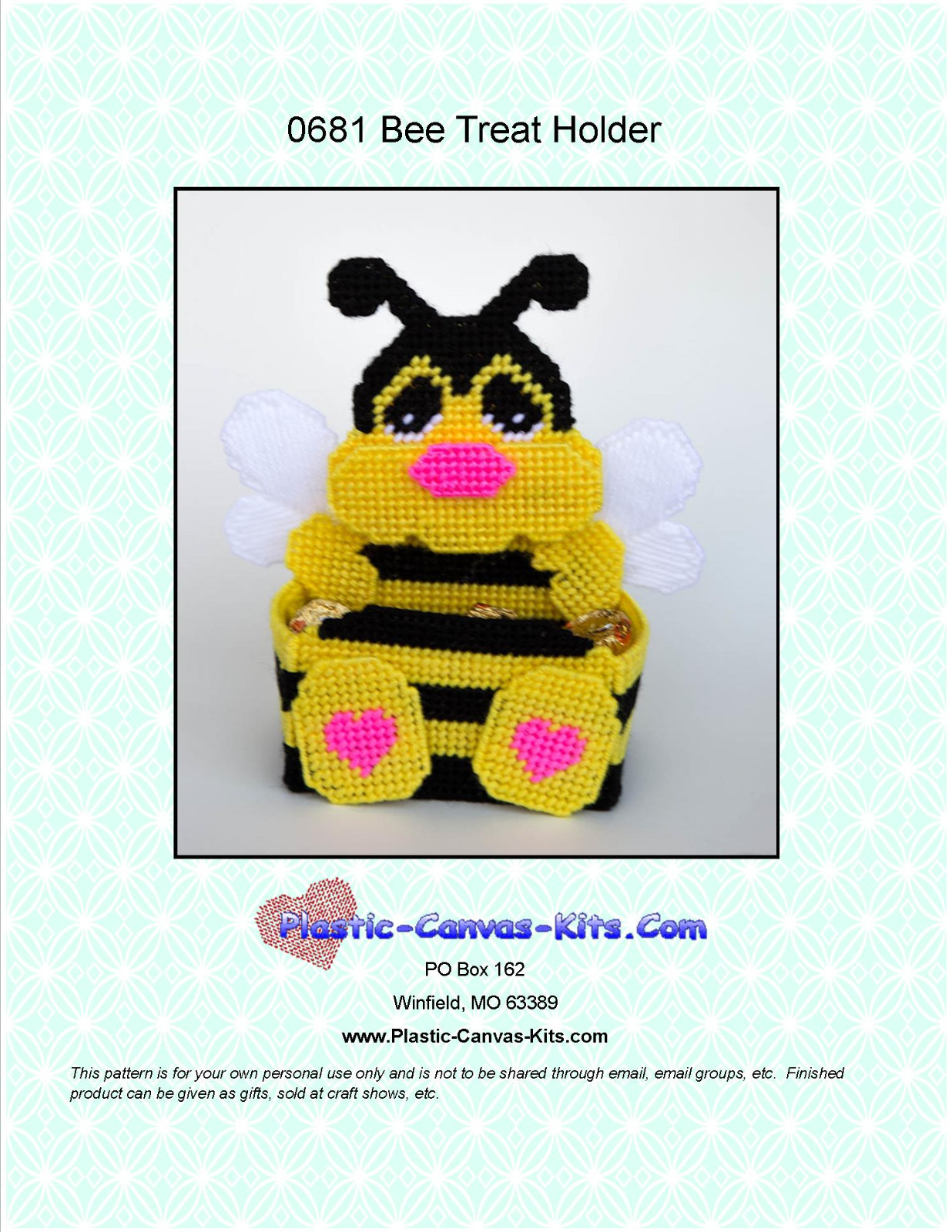Bee Treat Holder- Plastic Canvas Pattern or Kit | eBay