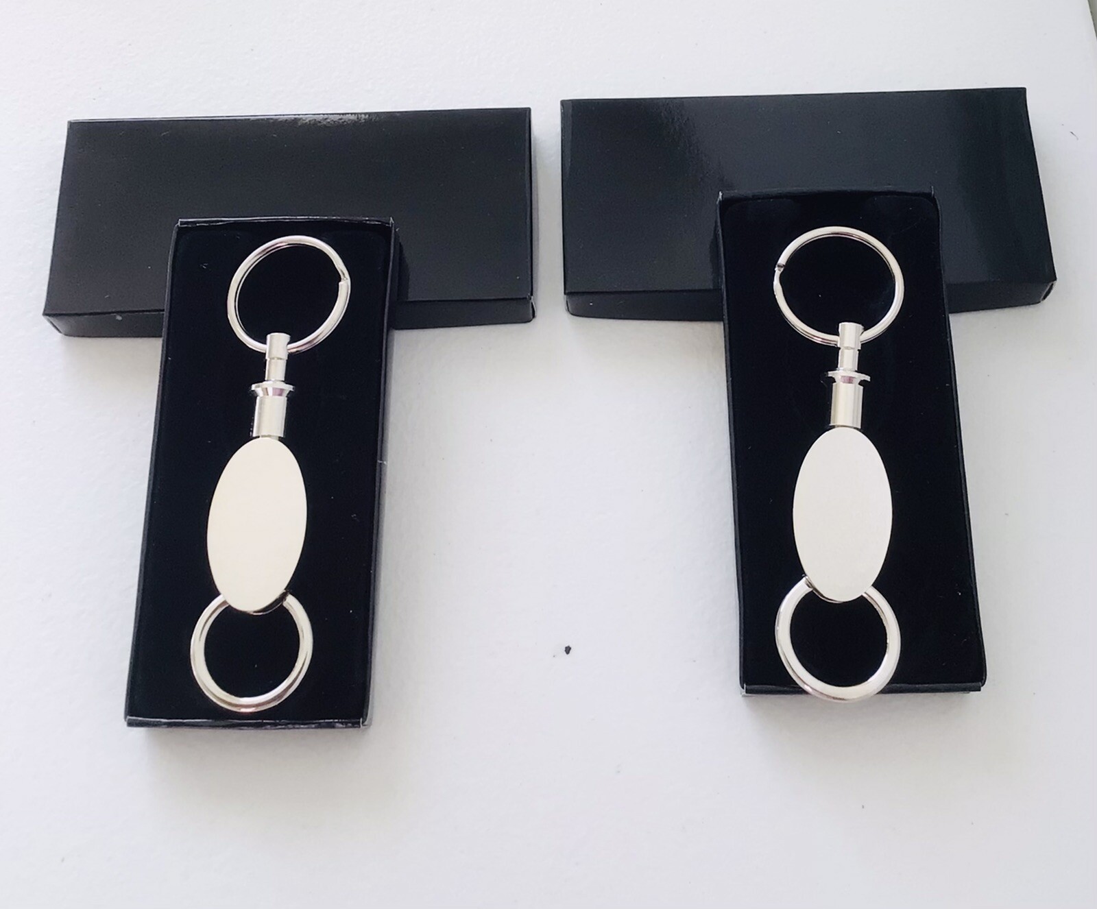 Set Of 2 X Valet Pull Apart Keychain-Keyring -Key Fob-Stainless Steel ...