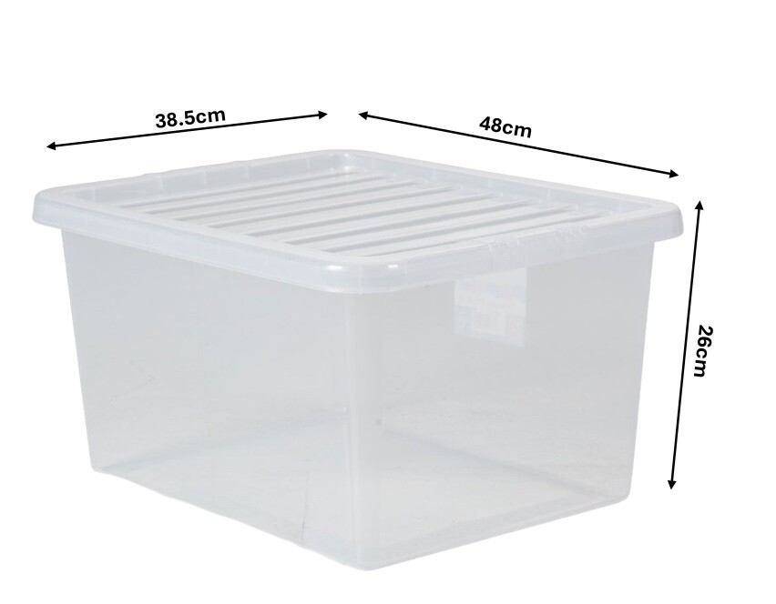 4L-80L Clear Plastic Storage Boxes With Lids Home Office Kitchen ...