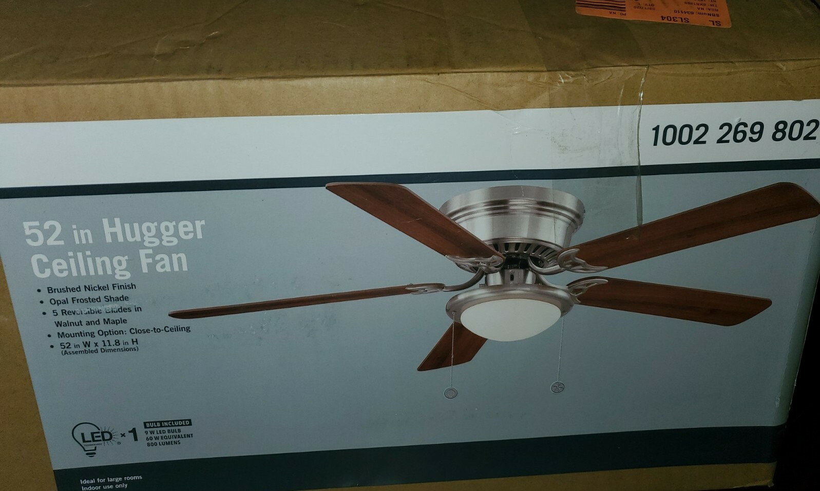 Hugger AL383LED-BN 52" Brushed Nickel Ceiling Fan for sale online | eBay