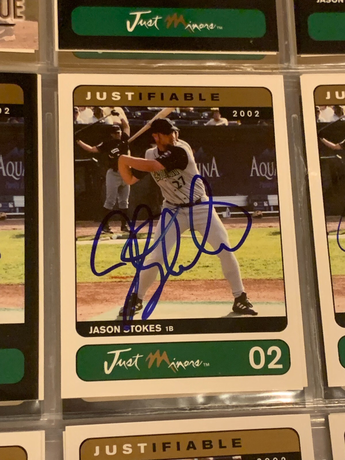 JASON STOKES AUTOGRAPHED SIGNED 2002 JUST MINORS BASE CARD MARLINS COA ...