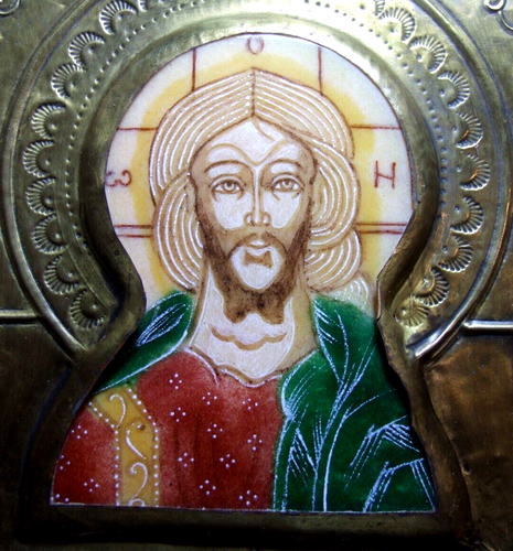 Vintage Christian Jesus Christ colorful European or middle eastern icon ...