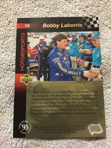 1995 Upper Deck BOBBY LABONTE #22 Maxwell House GOLD Foil Parallel | eBay