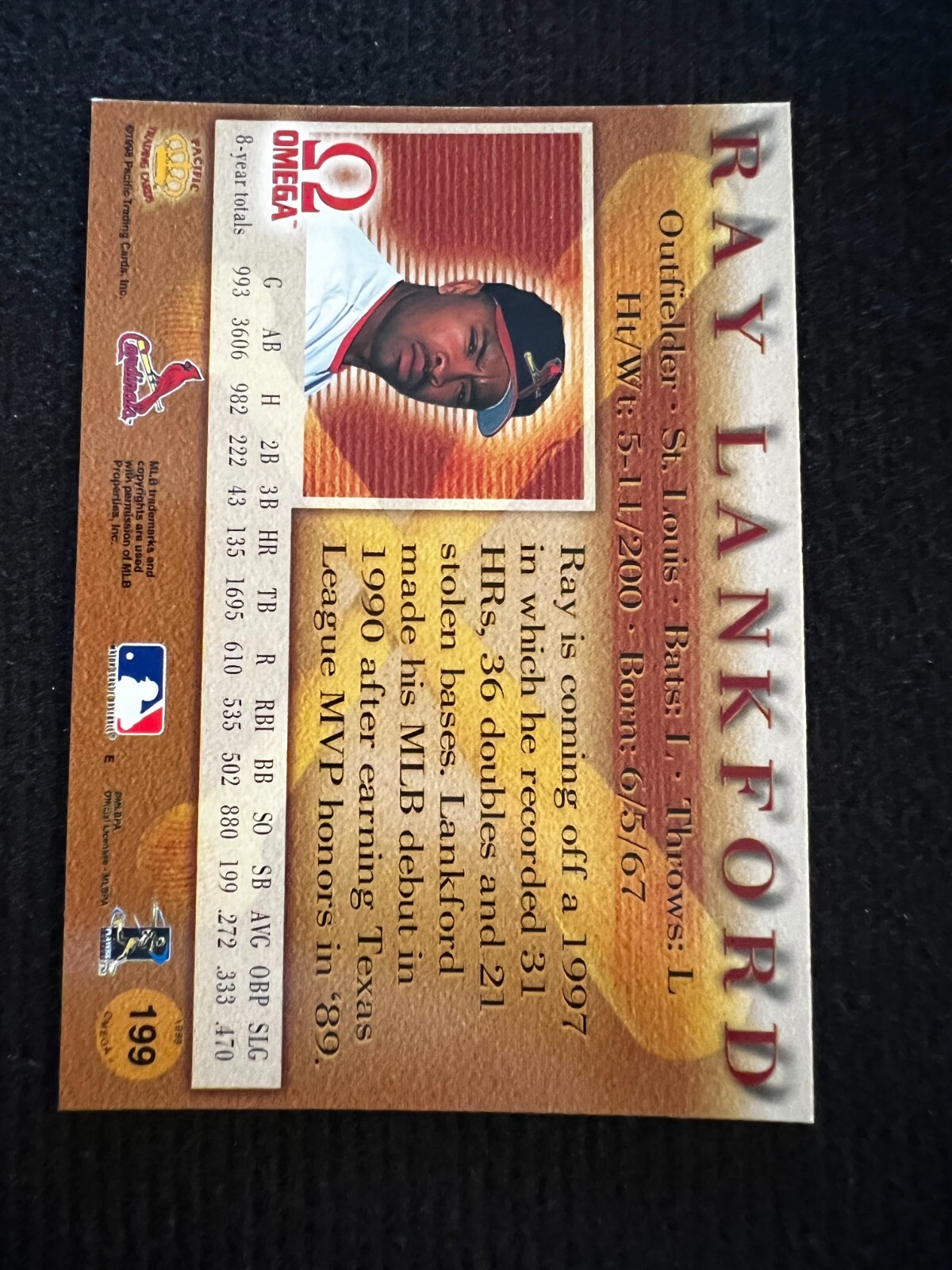 1998 Pacific Omega Baseball Card #199 Ray Lankford (L4) | eBay