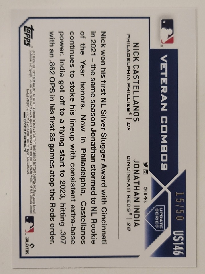 2023 Topps Update - Castellanos / India #US146 Mother's Day Pink ...