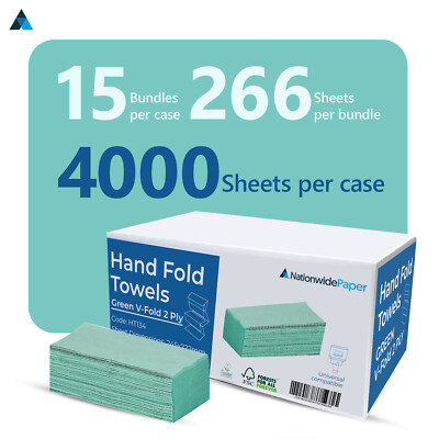 Nationwide Paper 1ply V Fold Paper Hand Towels MultiFold Green Tissues ...