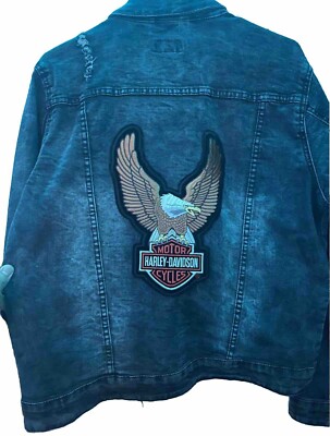 Rep Harley-Davidson Men's Black Denim Jacket Sz L | eBay