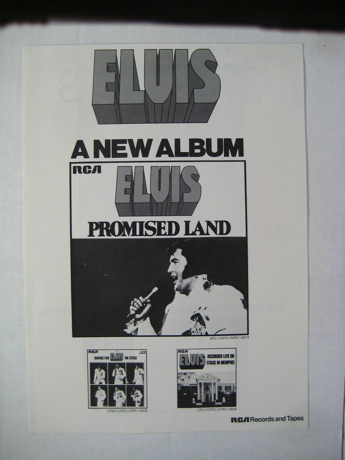 ELVIS Promised Land rare 1975 original 10x14" print album LP CD promo ...