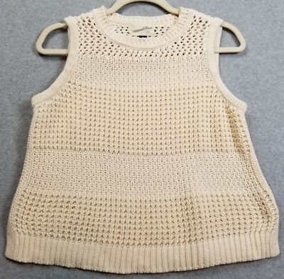 Universal Thread Tank Top Women’s Medium M Ivory Sleeveless Open Knit ...