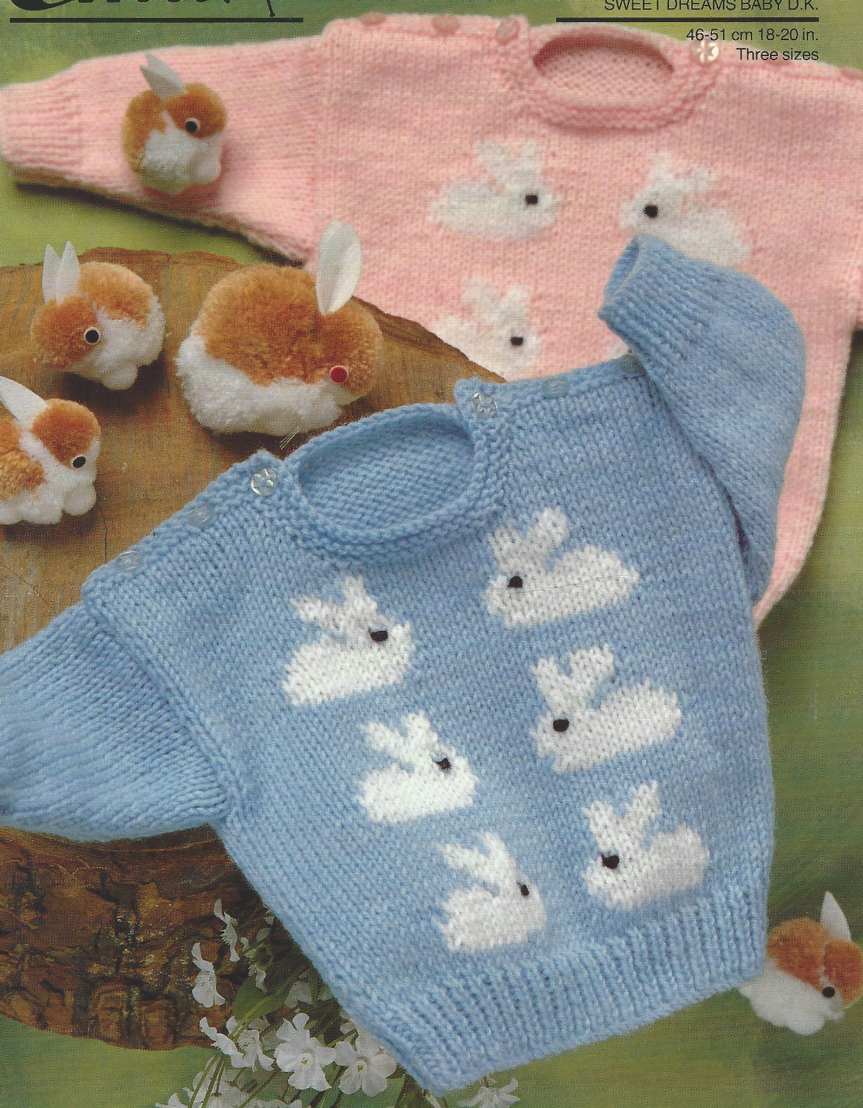 Baby Sweater with Bunny motif Knitting Pattern in DK 18-20" 392 | eBay