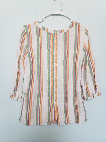 Boden Women’s 100% Linen Katie Top US 6 Button Back Striped Colorful 3/4 Sleeve | eBay