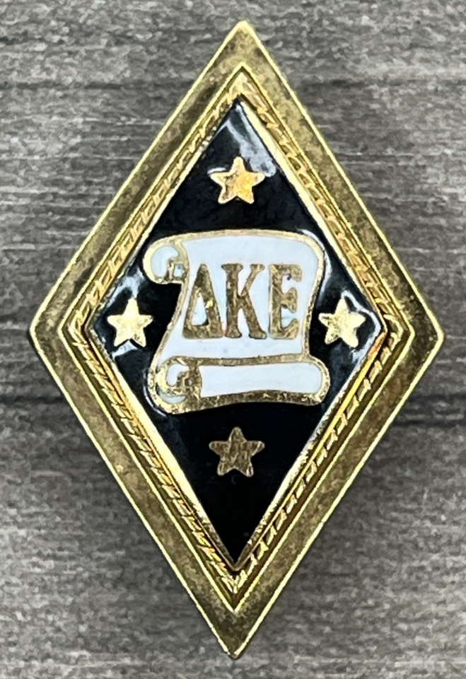 Vintage Delta Kappa Epsilon DKE Deke Fraternity Gold Tone Black Enamel ...