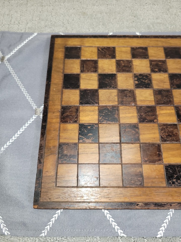Early Old Paint Primitive Walnut Checker ~Chess Game Board | eBay