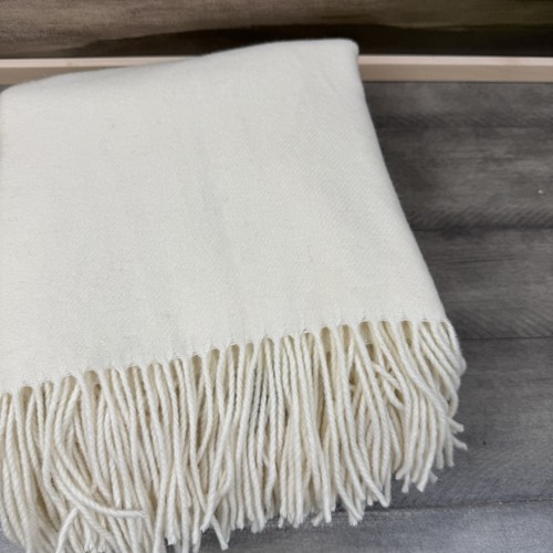 Williams Sonoma European Solid Cashmere Throw Blanket 51”x65” Ivory ...