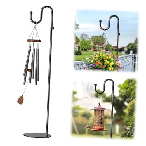 74" Shepherds Hook Stand: Hanging Wind Chimes, Bird Feeders, Plants ...