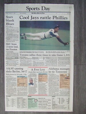 The Dallas Morning News - Sports Day - October 17, 1993 | eBay
