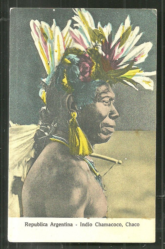 Chamacoco Indian Headdress Feathers Chaco Fumagalli Argentina stamp ca ...