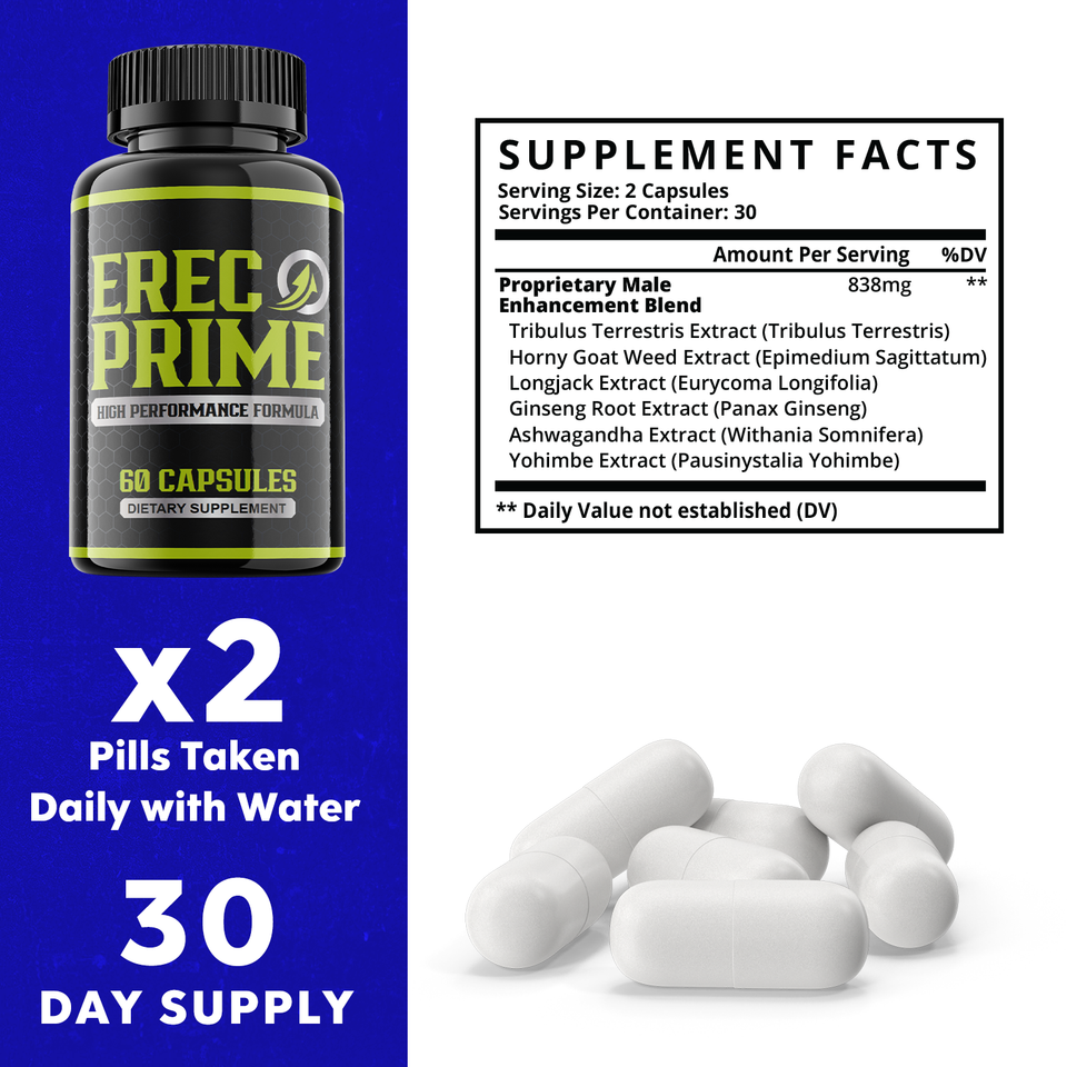 Erec Prime Formula for Male Virility, ErecPrime Male Performance (60 ...