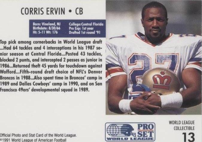Las mejores ofertas en 1991 Pro Set Corris Ervin #13 | eBay