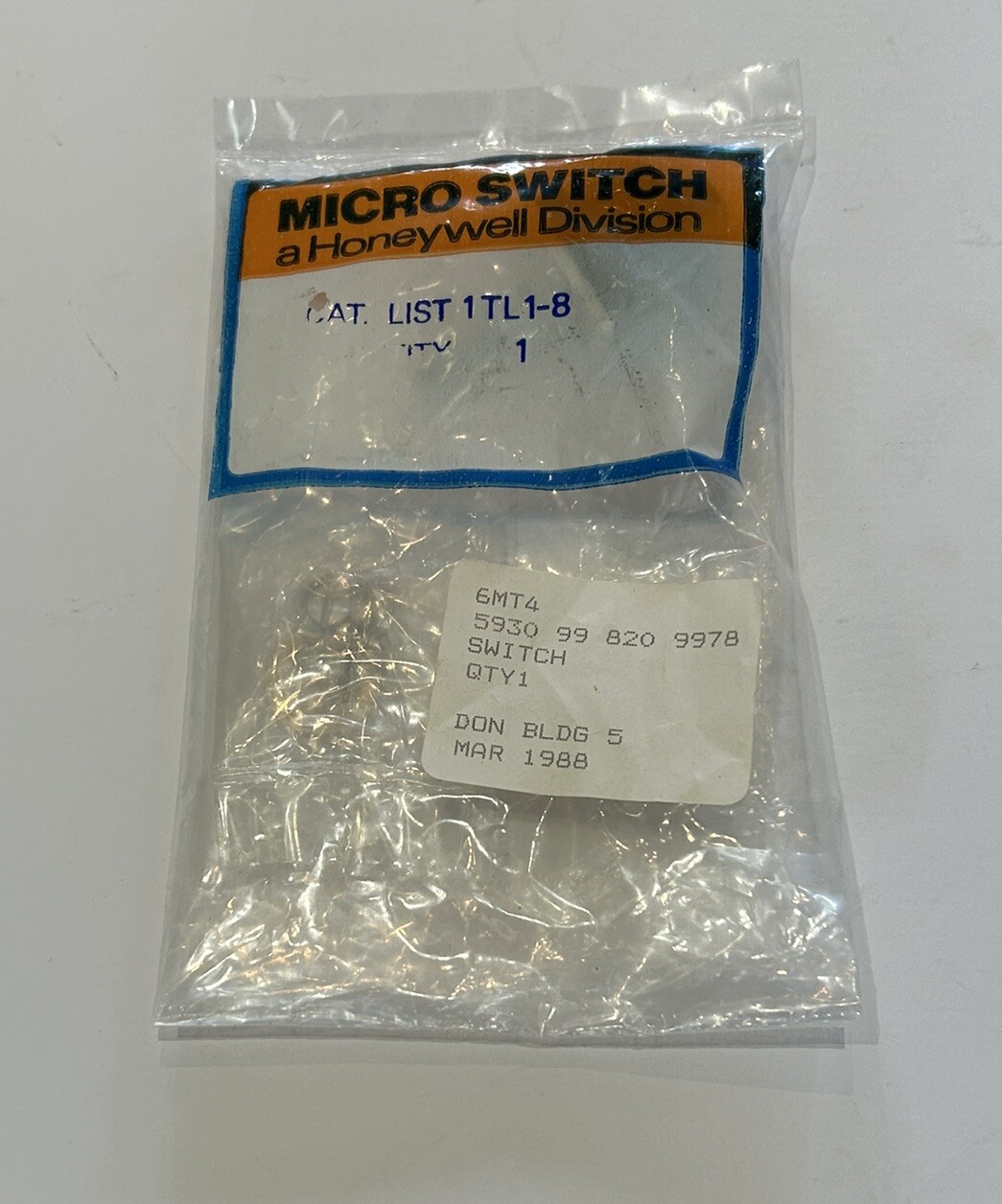 HONEYWELL 1TL1-8 Toggle Switch TL Series SPDT On-(On) RS 187-3502 ...