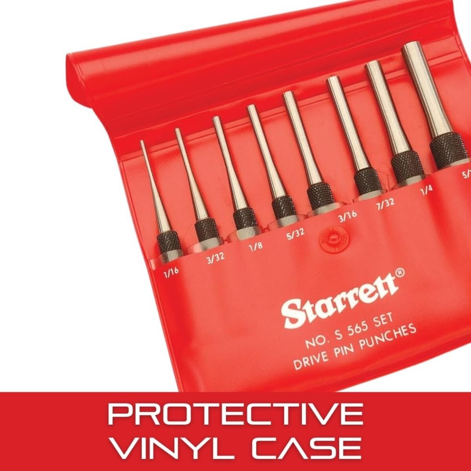 Starrett S565pc Pin Punches Set with Knurled Grip and Protective Vinyl ...