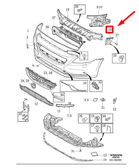 VOLVO V40 HATCHBACK FRONT LEFT BUMPER MOUNTING BRACKET 31425108 ...