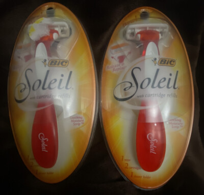 2 X BIC Soleil RAZORS With 2 Cartridges EACH And 1 Shower Holder EACH ...