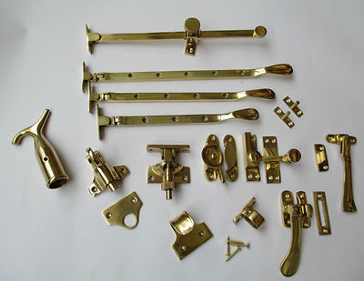 POLISHED BRASS-Victorian old style window fittings -CHOOSE FROM 13 ...