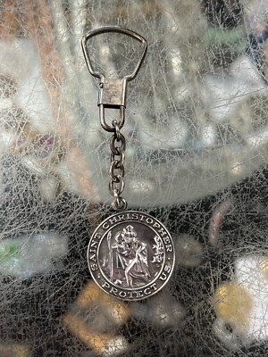 Sterling Silver Saint Christopher Medallion Key Chain with Stainless ...