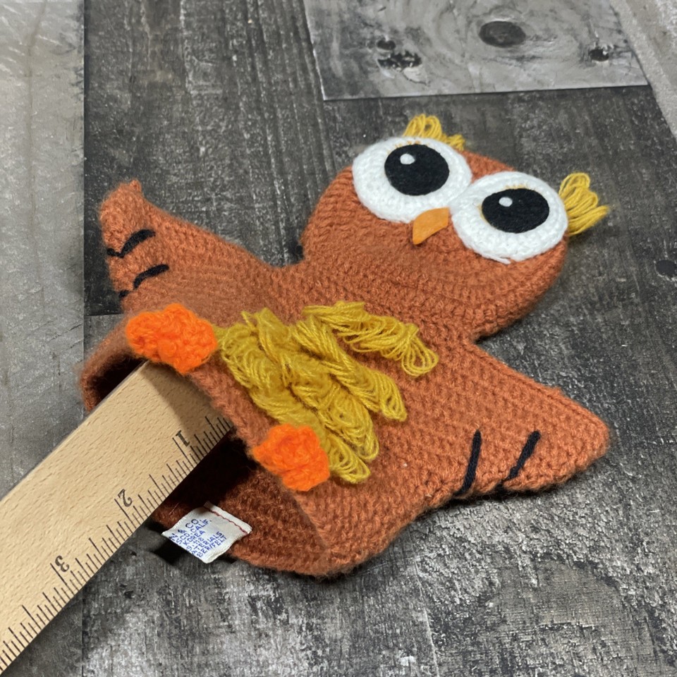 Vintage 1970's Dakin & Co Knit Owl Hand Puppet 9” acrylic fiber & felt ...
