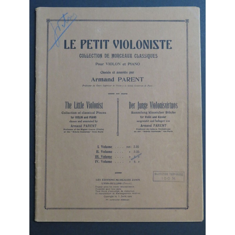 PARENT Armand Le Petit Violoniste Volume 3 Piano Violon 1924 | eBay