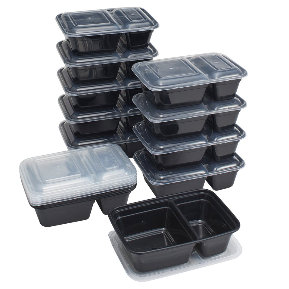 Meal Prep Food Storage Container W/2 Compartment Stackable Microwave ...