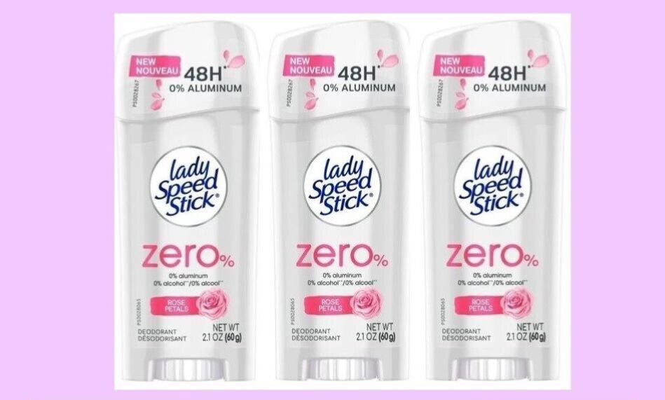 Lady Speed Stick ZERO ALUMINUM ROSE PETALS Solid Women's Deodorant LOT ...
