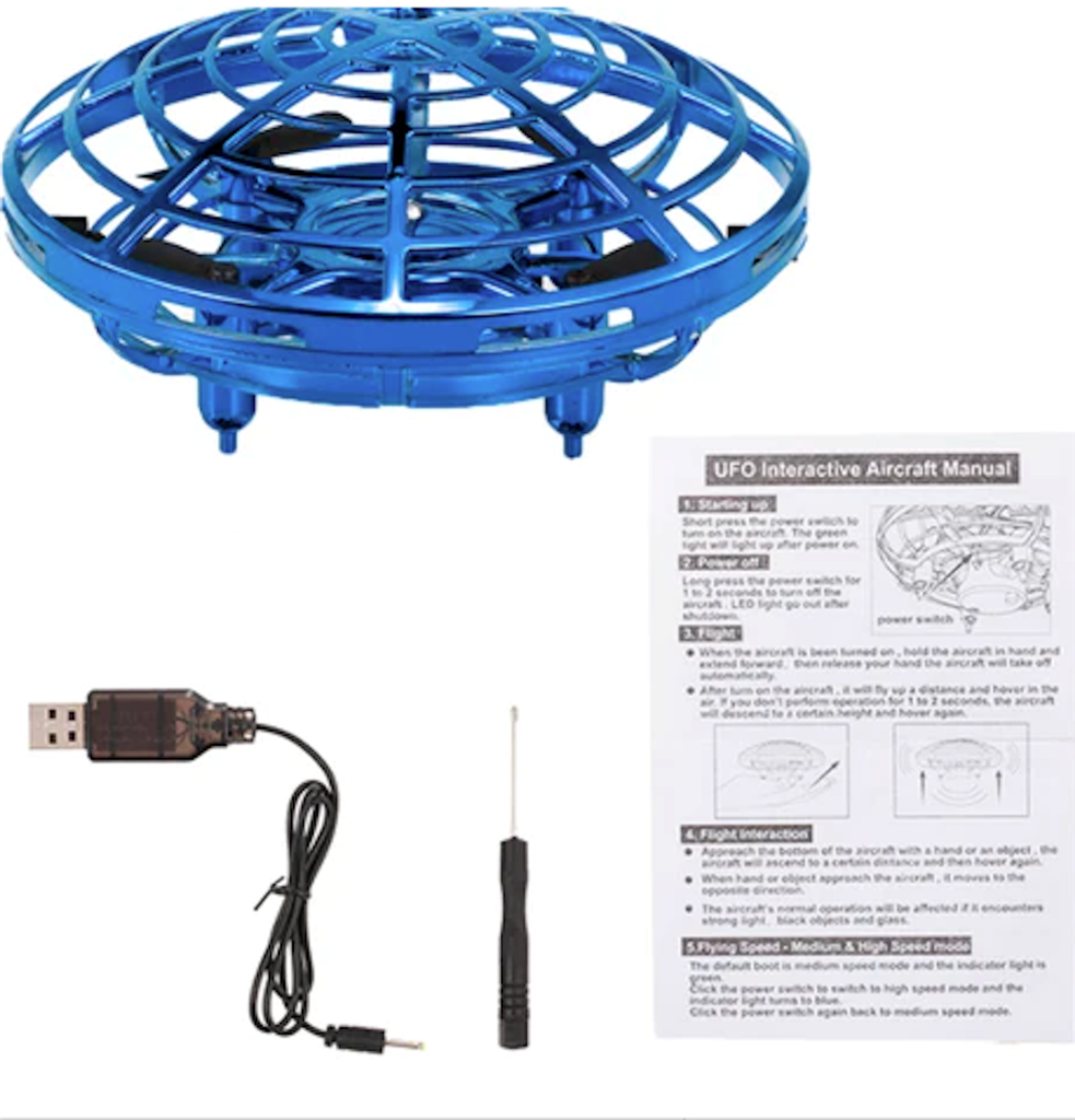 MOTION CENSORED SELF FLYING LIGHT UP HOVER UFO hand operated toy TY510 ...